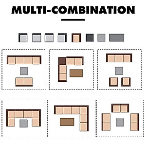 Grand patio Outdoor Furniture, Patio Wicker Sectional Sofa Modular Furniture Set Single Sofa with Thick Cushions and Steel Frame for Deck Porch Poolside Garden (Single Sofa)