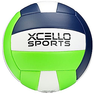 Xcello Sports Volleyball Assorted Graphics with Pump Navy/Green/White, Navy/Orange/White (Pack of 6)