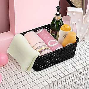 Qqbine Plastic Woven Basket, Plastic Weave Organizer Bins, 6 Packs