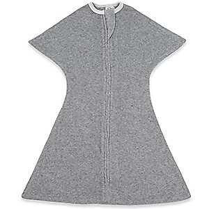 SleepingBaby Zipadee-Zip Transition Swaddle - Cozy Baby Swaddling Blanket with Zipper Convenience - Roomy Baby Wearable Blanket for Easy Diaper Changes - Heather Grey, Medium (6-12 Month)