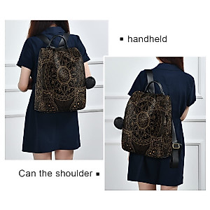 ALAZA Boho Flower Goledn Mandala Floral Women Backpack Anti Theft Back Pack Shoulder Fashion Bag Purse