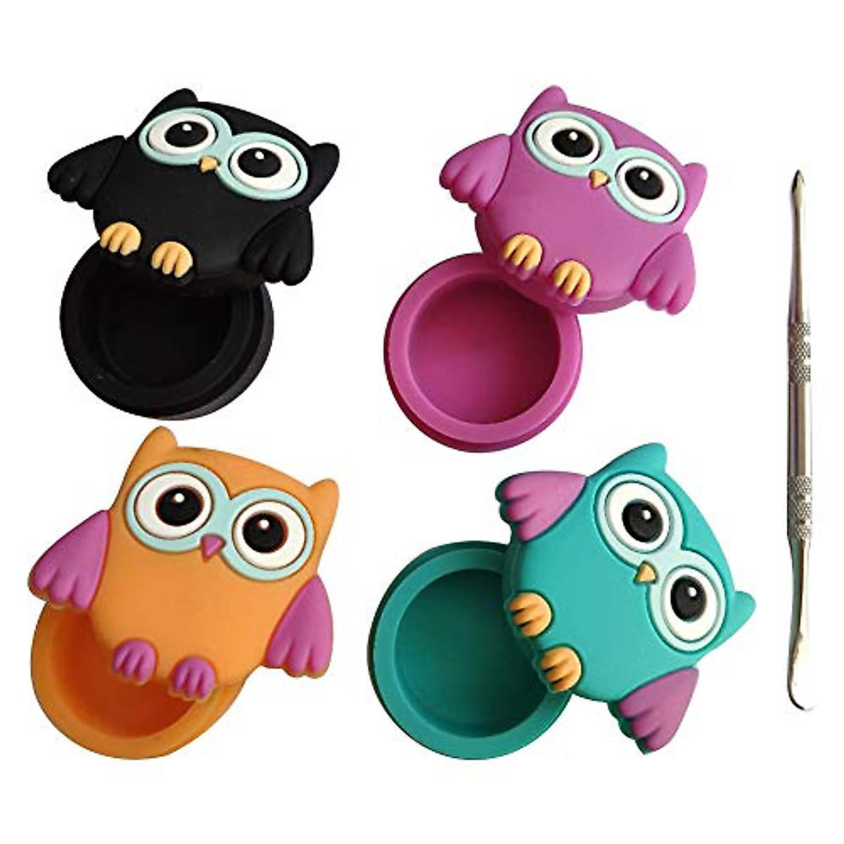 Gentcy Silicone Owl Design 12ml Silicone Container Jars Storage Concentrate 3pcs