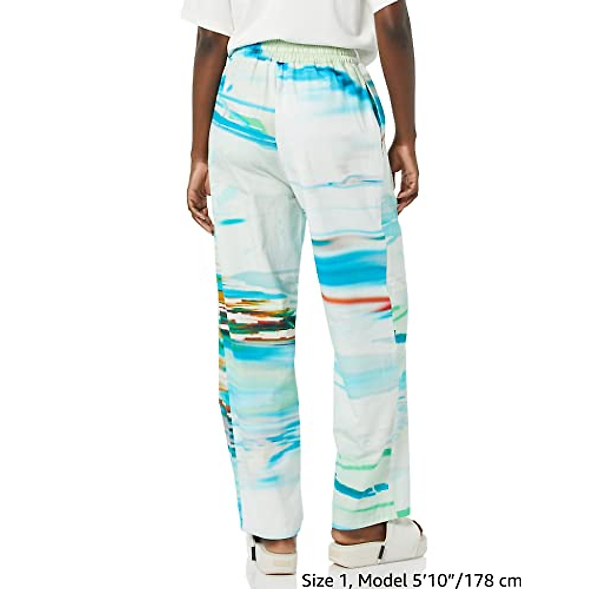 rare/self All-Gender Pull-on Wide Leg Twill Pant, Blue Digital Print, 2