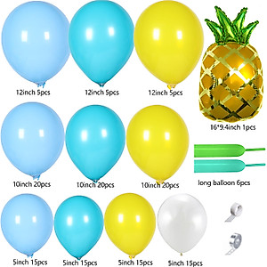 144pcs Cartoon Sponge Balloons Party Decorations,Sponge Theme Balloon Garland Arch Kit, Yellow Blue Clear Balloon Arch For Cartoon Sponge Birthday Baby Shower Party Supplies (blue)