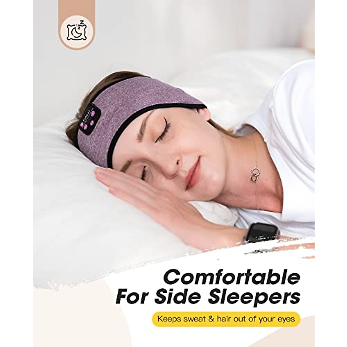 Perytong Sleep Headphones Bluetooth Headband Sleeping Headphones Bluetooth Sports Headband Built-in Thin Speakers | Comfortable for Slipping Running Yoga Side Sleepers Travel | Gift for Women Wen