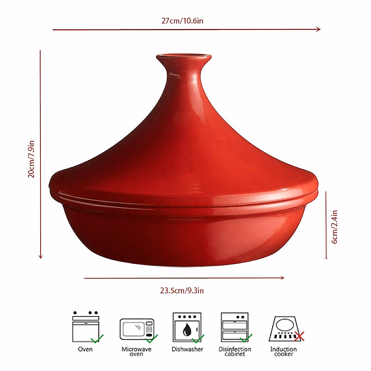 Casserole Dishes with Lids Large Lead Free Cooking Tagine, Ceramic Pots with Lid for Different Cooking Styles High Temperature Resistance Compatible with All Cooktops Cas