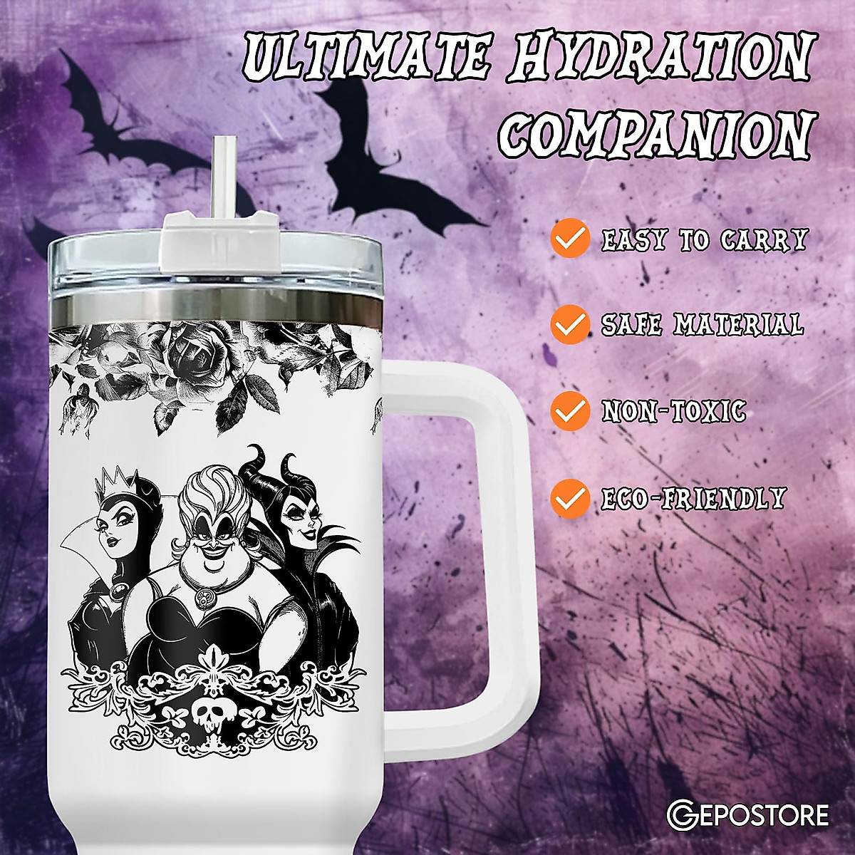 Christmas Gifts for Movie Lovers, Villains 40 oz Stainless Steel Tumbler With Handle, Witches Coffee Mug, Characters Cup, Christmas Tumbler With Lid Straw, Birthday Gifts