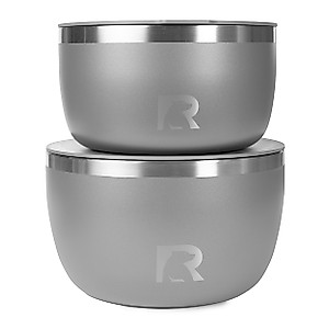 RTIC Anywhere Stainless Steel Bowl Set Of Two, Camping Bowls With Lids, Vacuum Insulated, Stackable Durable Outdoor Dinnerware, Non Slip, Dishwasher Safe, Dinner Outside, Campfires Travel, Graphite