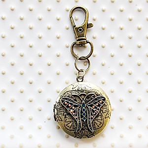 Gothic Butterfly Locket Zipper Pull for Backpacks, Cute Rhinestone Purse Charms, Unique Vintage Style Insect Handbag Jewelry, Victorian Steampunk Zipper Charms, Camera Bag Charms, Cool Key Chain Charm