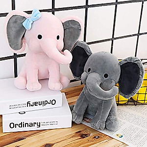 boqopod Stuffed Elephant Animal Plush Toys 9 Inch (Gray)