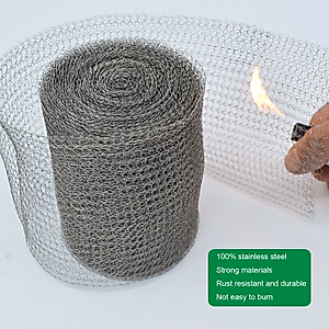 YAGJIA Wire Mesh for Mice Control, 5" x 33FT Stainless Steel Wool, Double Layer Rodent Mesh Barrier, Stainless Steel Mesh Hole Filler, Flexible Stretchy for Garden House and DIY