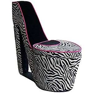 ORE International A High Heel Storage Chair, Black Zebra