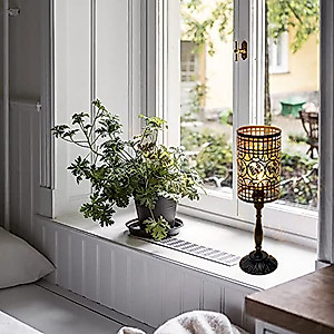 PHYLEKO Table Lamp, Bedside Lamps Battery Operated Lamp with LED Bulb for Home Decor, Small Table Lamp Cordless Lamp with Butterfly Pattern Night Light for Bathroom,Livingroom,Windowsill,Shelf