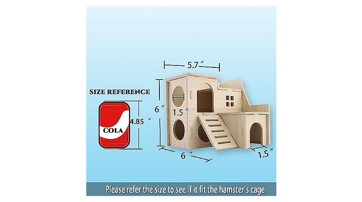 Tiny Hamster Maze Wood House Fun Slide House Double-Decker Hut for ...