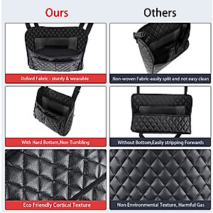 AICEL Car Handbag Purse Holder Between Seats, Auto Seat Leather Organizer Pocket, Front Seat Bag Box Storage for Cell Phone Document, Backseat Barrier for Kids Pet, Fits for Most Vehicles