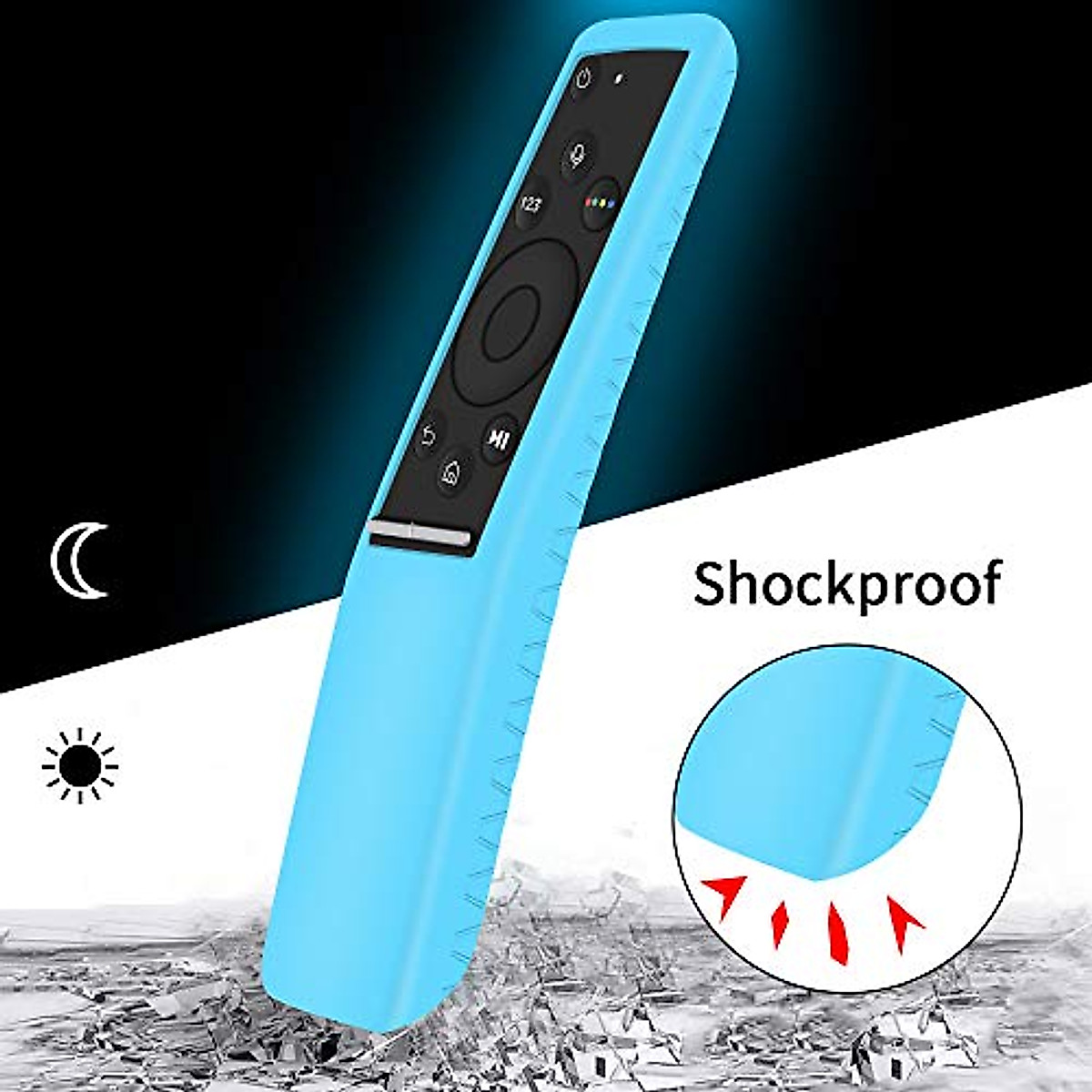 2Pack Silicone Protective Case for Samsung Smart TV Remote Controller BN59 Series,Remote Case Holder Skin for Smart 4K Ultra HDTV Remote,Shockproof Samsung Curved Remote Back Cover-Glowblue Glowgreen