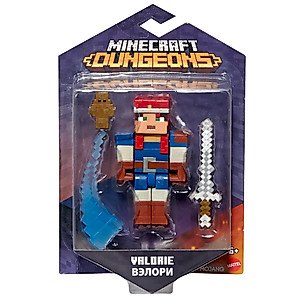 Mattel Minecraft Dungeons 3.25-in Valorie Collectible Battle Figure and Accessories, Based on Video Game, Imaginative Story Play Gift for Boys and Girls Age 6 and Older