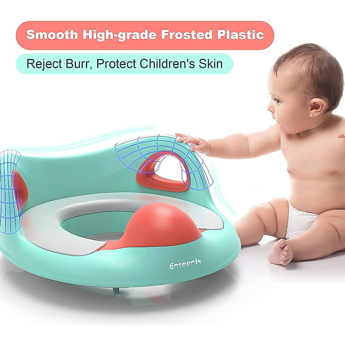Potty Training Seat for Kids, Enteenly Toddler Toilet Seat for Boys Girls with 3.54in Higher Splash Guard, Sturdy (up to 165lb) Kid Toilet Trainer Ring, Suitable for 1-8 Age Kids, Green-Red