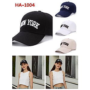 WODXCOR Classic Baseball Cap New York Embroidery 100% Cotton Adjustable Dad Hat Men and Women (Black)