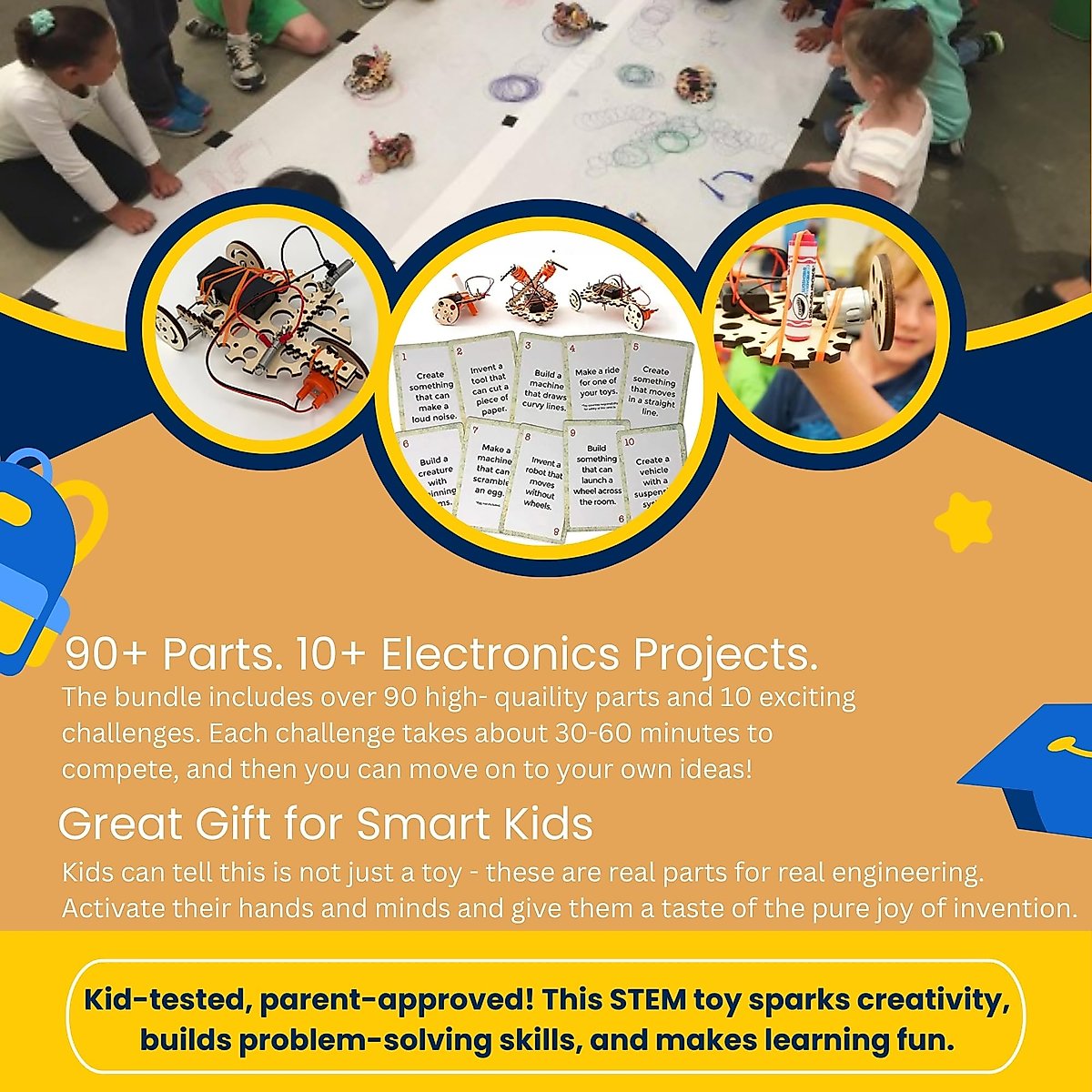 Tinkering Labs Robotics Engineering Kit | Designed by Scientists in USA | 50+ Parts | 10+ STEM Projects For Kids 8-12 | Learn Electronics, Science | Grow Creativity, Grit | Great DIY Inventor Toy Gift