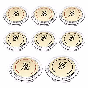 8pcs Faucet Index Buttons, 1.34 Inch Diameter Hot and Cold Bathroom Sink Shower Knobs Handle Sign Stickers Replacement Parts Caps Accessories Compatible with Delta/LDR/Delex Double Handle Faucet