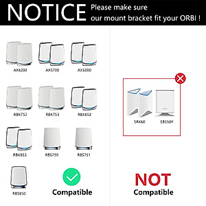 Orbi WiFi 6 Wall Mount Holder,Wall Mount Holder for Orbi Tri-Band Mesh WiFi 6 Router(RBK850)(RBK852)(RBK853)/(RBS750)(RBS751)(RBK752)(RBK753)/(AX4200)(AX5700)(AX6000) Orbi Mesh WiFi 6 System (2PCS)