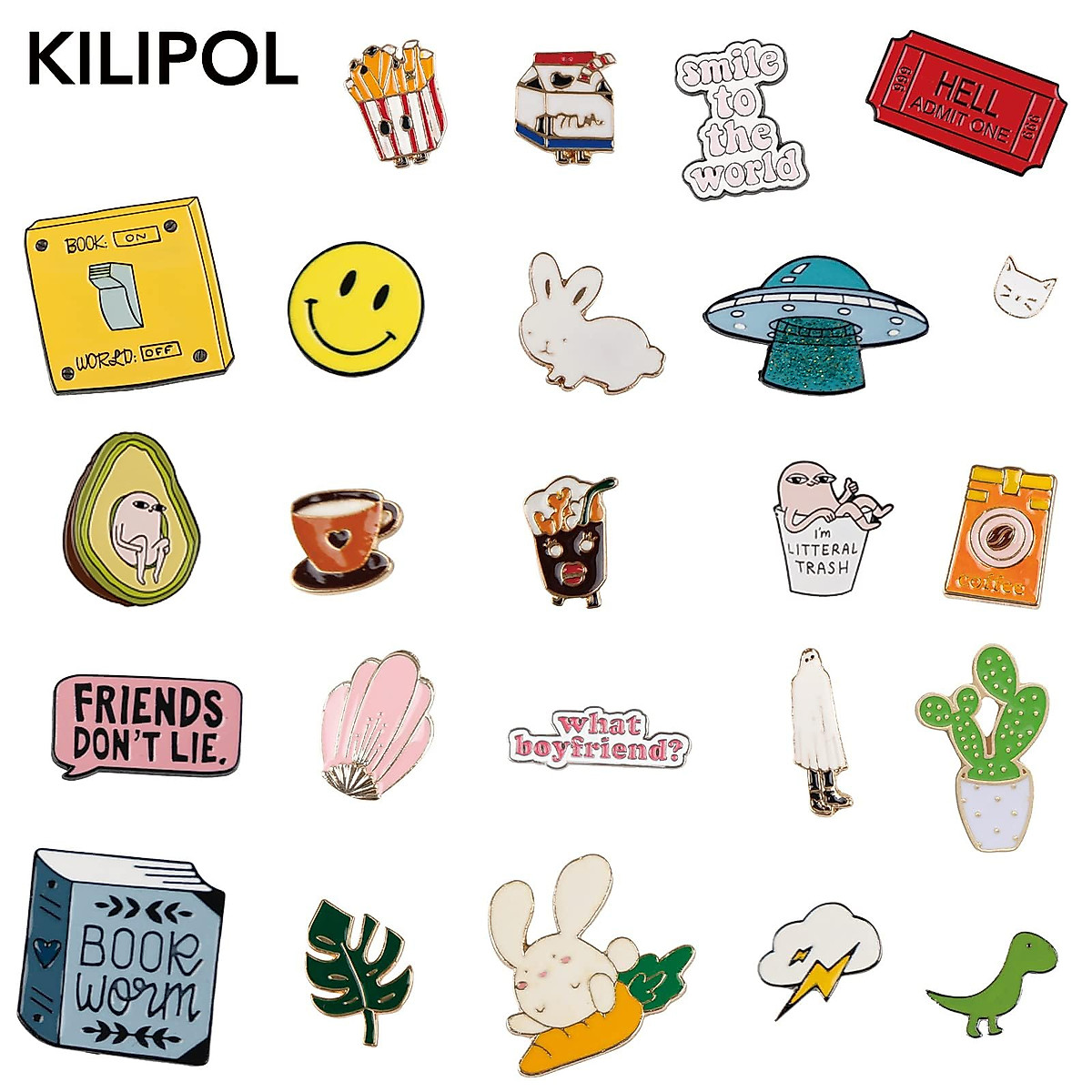 20 PCS Mixed Enamel Brooch Pins Bulk Set | Decoration Lapel Pin Clothes Accessories Birthday Christmas Festival Gift for Girls Women, No Repetition ( Random Style )