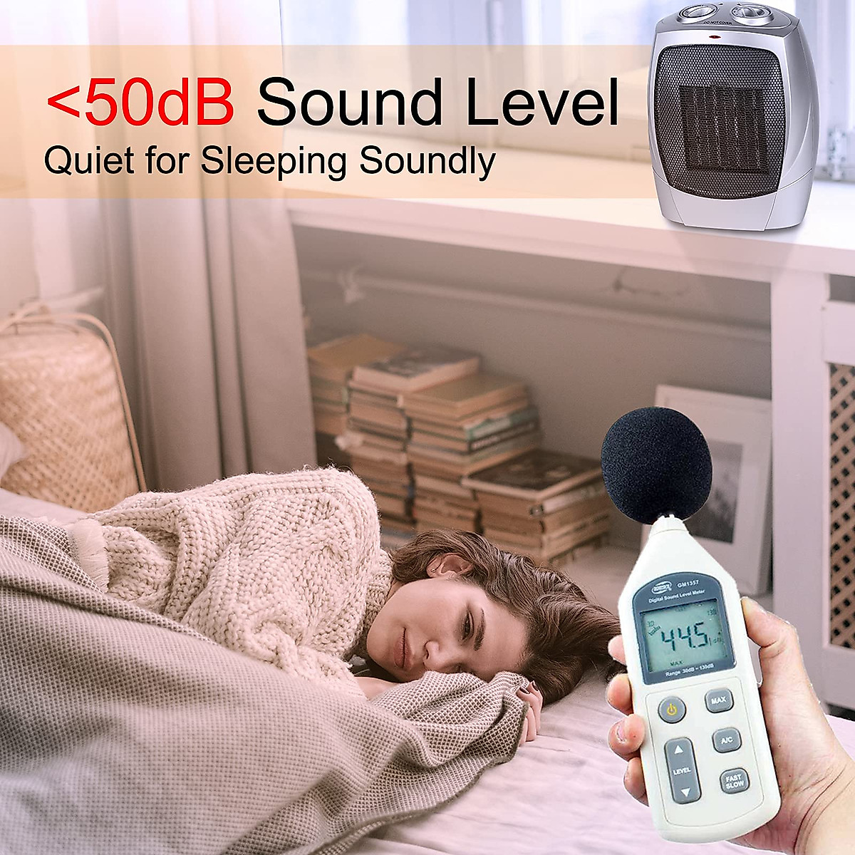 Portable Space Heater, Ceramic Electric Heaters 1500W/750W with Adjustable Thermostat, Overheat and Tip Over Protection, Fan and Heater Combo for Office Bedroom Desk Nightstand Dorm Table Indoor Use