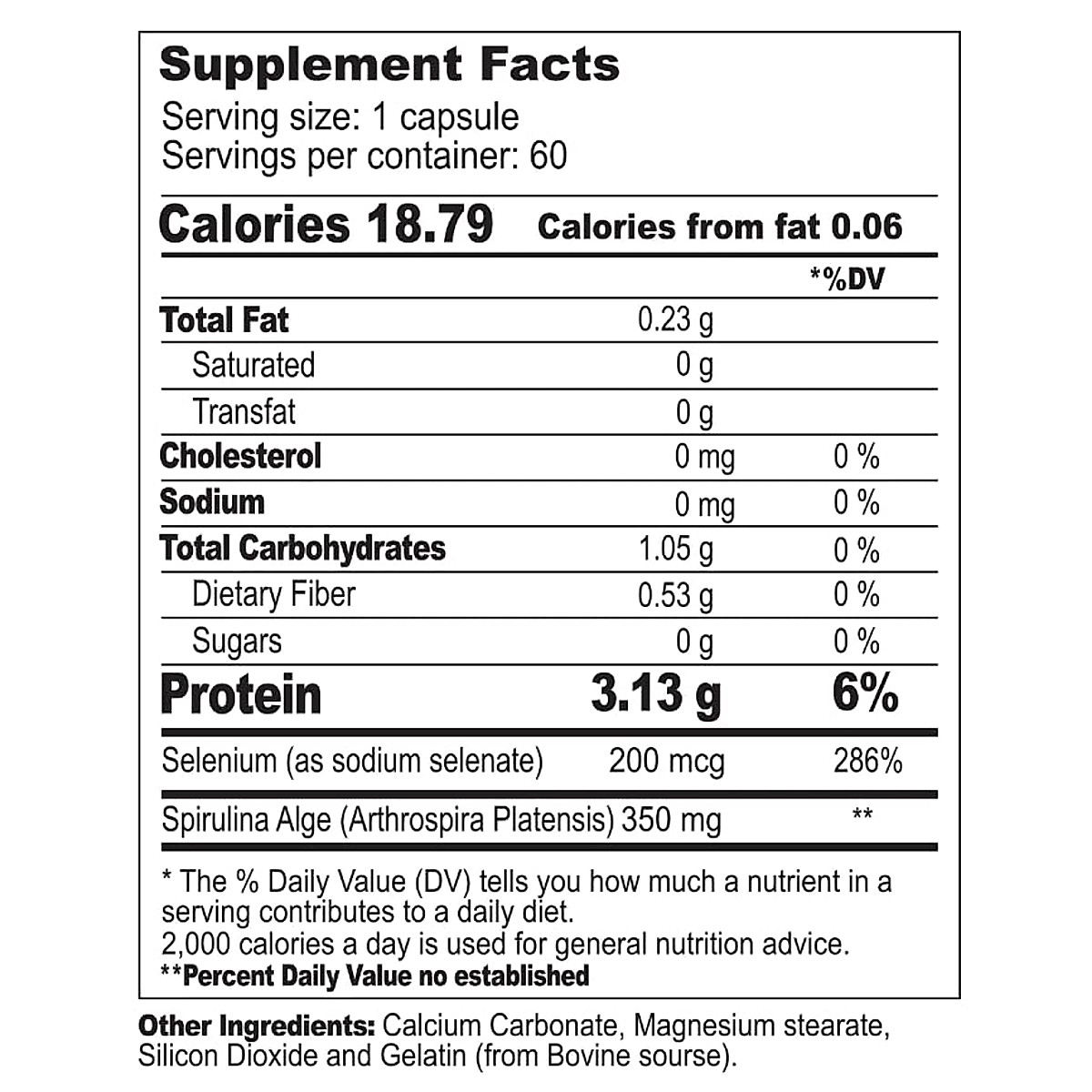 Boost Concentration, Memory and Energy with Premium Selenium + Spirulina - Premium Antioxidant Supplement for Brain Function - 120 Day Supply (120 Capsules) - (2-Pack)