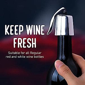 Corkscrew Wine Opener with Wine Aerator Pourer Spout and Stainless Steel Bottle Stopper, 3 Piece Wine Preserver and Accessories Set for Home Bar, Cork Remover and Stopper To Keep Wine Fresh