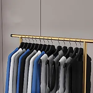Metal Clothes Rail, Heavy Duty Clothes Rail with 1 Storage Shelf and 1 Clothe Rail, Garment Rail with Wheels, Black/Gold,60/80 * 40 * 160cm(Size:60 * 40 * 160CM,Color:Gold)