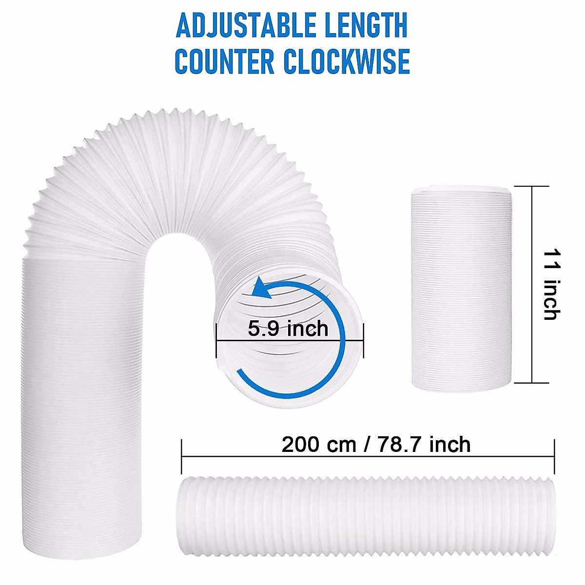 Portable Air Conditioner Window Vent Kit with 5.9" Exhaust Hose, Portable AC Seal Kit for Sliding Window with 4 Plates, Universal Coupler Fits 5.9 & 5.1 Inch Diameter Exhaust Hose