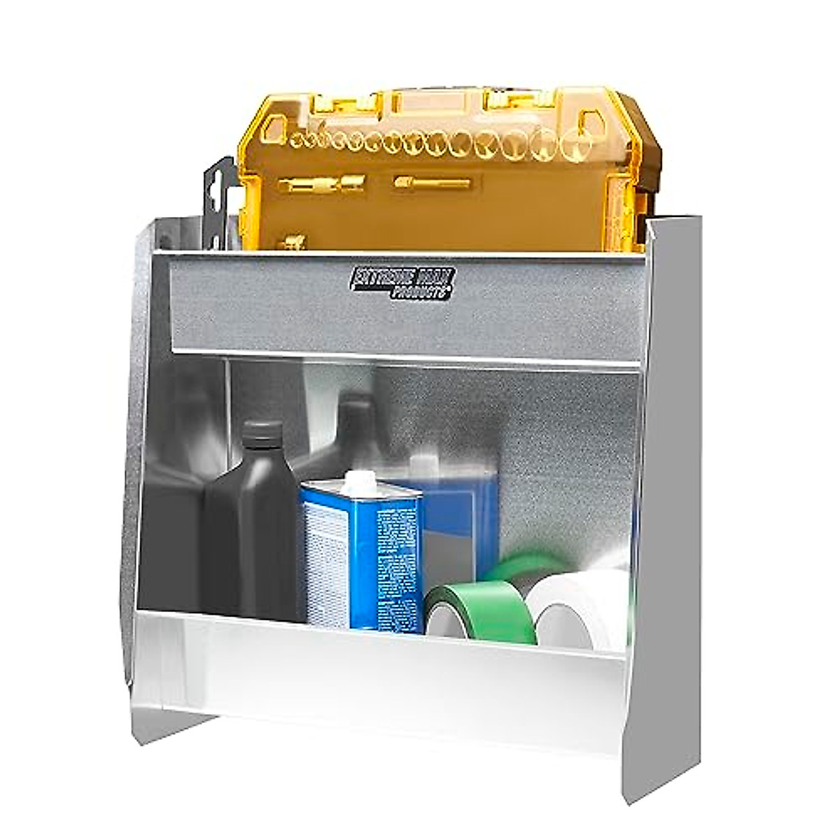 Extreme Max 5001.6205 Wall-Mount Aluminum 2-Shelf Open Storage Cabinet for Race Trailer, Garage, Shop, Enclosed Trailer, Toy Hauler - Silver