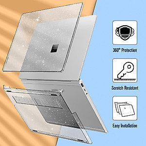 Fintie Case for 12.4 Inch Microsoft Surface Laptop Go 3/2/1 (2023/2022/2020) Model: 2013 1943 - Protective Snap On Hard Shell Cover, Glittering Clear