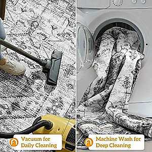 TANVILL Persian Distressed Area Rug 5x7 Machine Washable Rugs for Bedroom, Living Room, Stain Resistant, Non-Slip, Non-Shedding, Grey