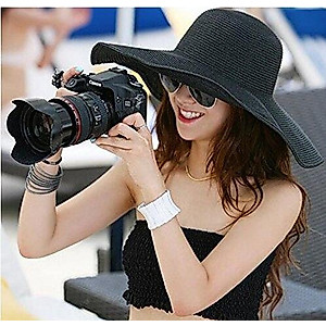 Women's Ridge Wide Floppy Brim Summer Hat Large Brimmed Garden Beach Sun Hat Big Summer Sun Hat Straw Cap Party Garden Travel Black