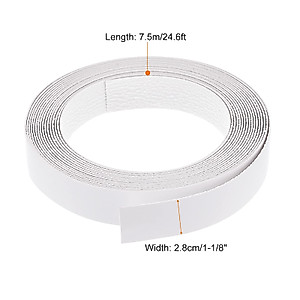 uxcell Edge Banding, 1-1/8 inch x 24.6ft Pre-Glued White Veneer Edging Iron-on Flexible Edge Banding for Cabinet Repair Furniture Restoration