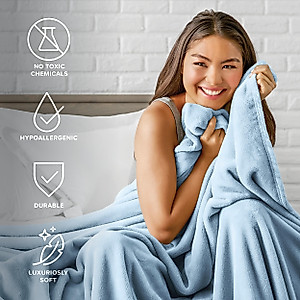 Microplush Fleece Blanket - Full/Queen Blanket - Light Blue - Lightweight Soft Blanket for Bed, Sofa, Couch, Camping, and Travel - Ultra Soft Warm Blanket (Full/Queen, Light Blue)
