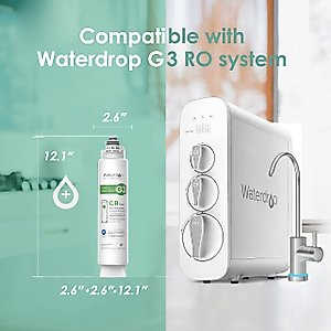 Waterdrop WD-G3-W Replacement Filter, Replacement for WD-G3-W Reverse Osmosis System, CF Filter + CB Filter + RO Filter, New Logo Design