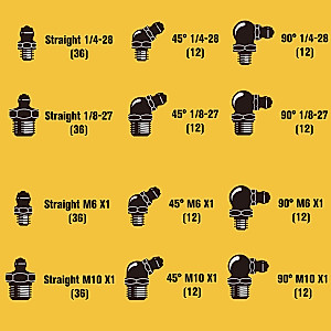 AZUNO Hydraulic Grease Fittings, 240 Pieces SAE & Metric Grease Fitting Assortment with 120 PCS Grease Fitting Caps, Standard Grease Gun Fittings Perfect for Replacing Missing or Broken Zerk Fitting