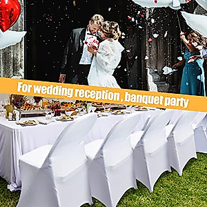 Amyhill 6 Sets Wedding Folding Chairs and Spandex Sets Metal Folding Chairs with Padded Seats Portable Foldable Chairs Indoor Fold up Chairs for Wedding Banquet Party Event (White)