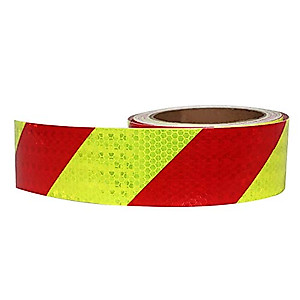 AISEY Reflective Tape Conspicuity Waterproof Yellow/Red Safety Caution Strips Tape Outdoor, Reflector Hazard Tape Stickers, Trailer Reflectors 2” X 30ft