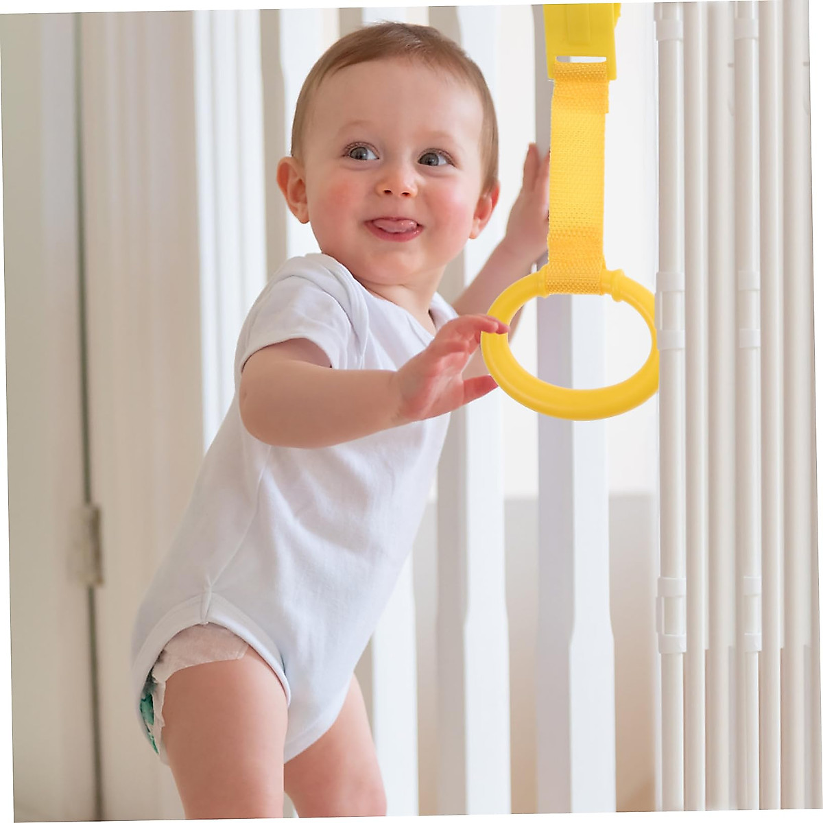 ibasenice 8 Pcs Stand up Ring Walking Assist Tools Xpen Playpen for Babies and Toddlers Arm Strength Ring Pullups Big Playpen Bed Stand up Assistant Baby Crib Diaper Plastic