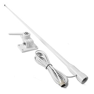 UAYESOK VHF Marine Base Antenna 48 Inch Fiberglass Waterproof Boat Antenna W/7m RG-58U Cable Adjustable Ratchet Fixed Mount