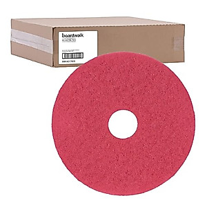 Boardwalk Buffing Floor Pads, 17" Diameter, Red, 5/Carton