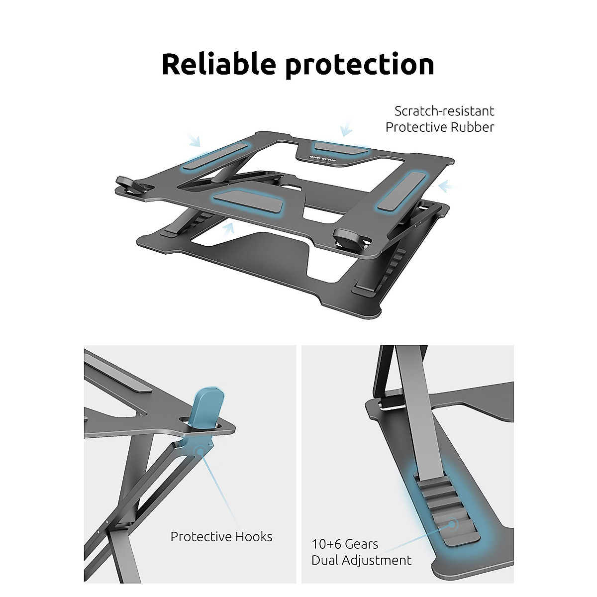 2023 Laptop Stand – Lightweight & Durable Metal Design - Aluminum Foldable Portable Computer Stand - Ergonomic Laptop Holder - Multi-Angle Notebook Riser – for All Laptops 11-17” (Space Grey)