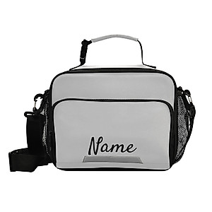 Custom Grey Kids Lunch Bag personalized your name Insulated Lunch Bags Reusable Lunch Box Lunch Tote Bag for School Office Work Picnic