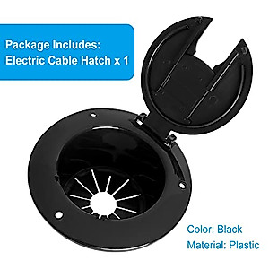 RV 5 Inch Round Electric Cable Hatch for 30 and 50 Amp Cords, RV Power Cord Cable Hatch Cover Compatible with Coleman Jayco Pop-Up Camper Travel Tent Trailer Motorhome (Black)