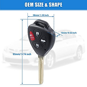Pilida Keyless Entry Remote Replacement Key Fob Control Compatible with Toyota 4Runner Rav4 Yaris HYQ12BBY Not G