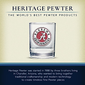 Heritage Pewter Alabama Clear Glass | 14 OZ Drinking Glass | Expertly Crafted Pewter Glass